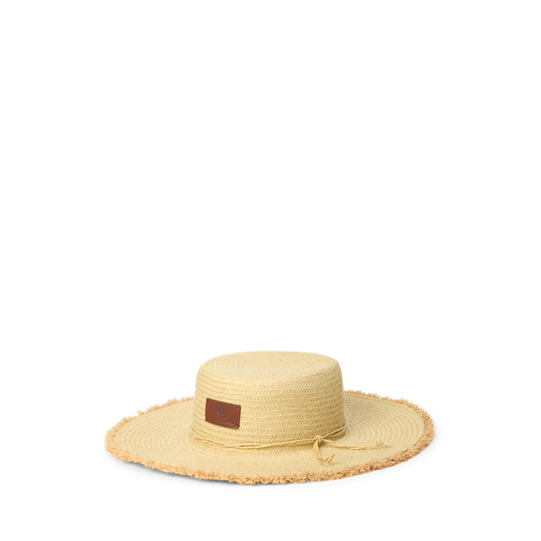 Leather-Trim Straw & Raffia Sun Hat