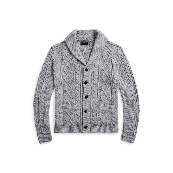 Aran-Knit Cotton Shawl-Collar Cardigan for Men | Ralph Lauren® UK