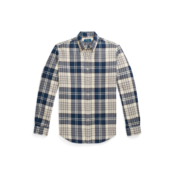 Custom Fit Plaid Brushed Flannel Shirt for Men | Ralph Lauren® UK