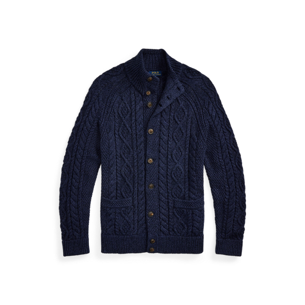 Aran-Knit Marled Cotton Cardigan for Men | Ralph Lauren® UK