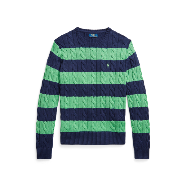 Cable-Knit Striped Cotton Jumper for Men | Ralph Lauren® FR