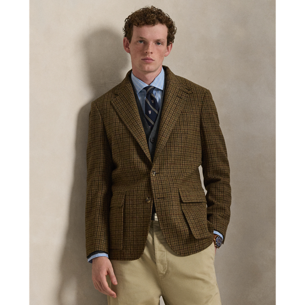 The RL67 Suede-Patch Plaid Tweed Jacket