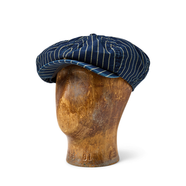 Indigo Dot-Stripe Twill Newsboy Cap for Men | Ralph Lauren® UK