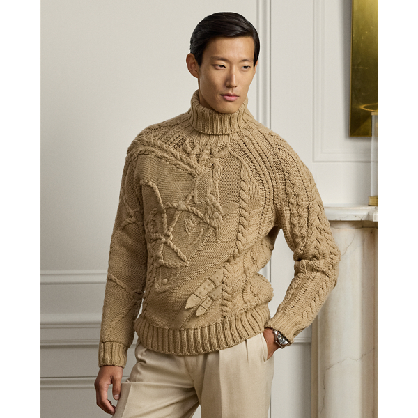 Equestrian Cable-Knit Wool Jumper for Men | Ralph Lauren® FR