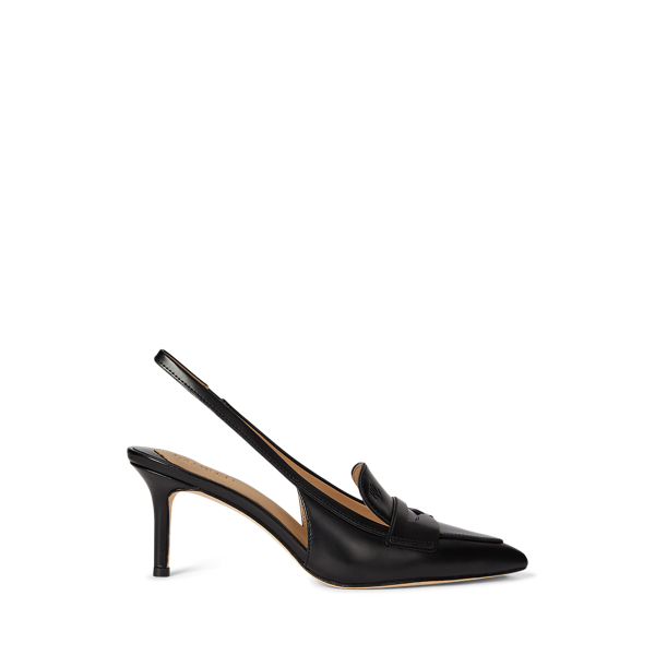 (取寄) ローレン ラルフローレン レディース クロエ レザー スリングバック パンプス Lauren Ralph Lauren women Khloe Leather Slingback Pumps Dark Hickory Khloe Leather Slingback Pump