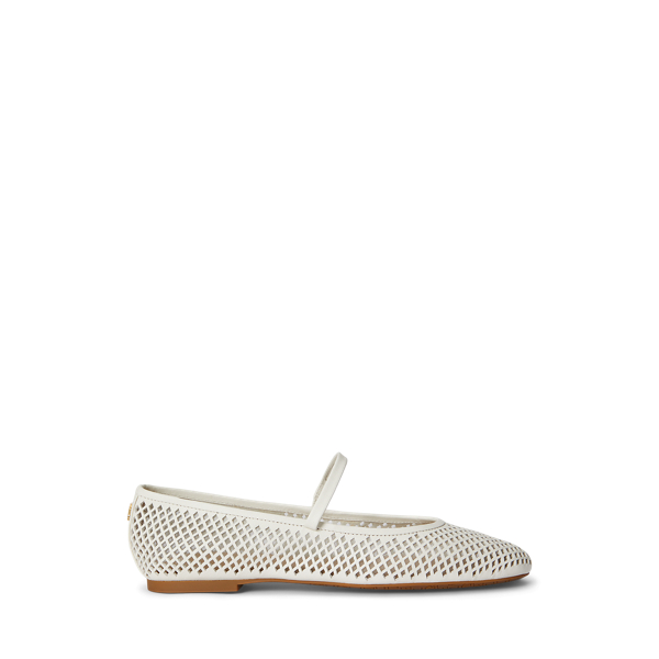 Jayna Perforated Leather Mary Jane Flat for Women | Ralph Lauren® UK